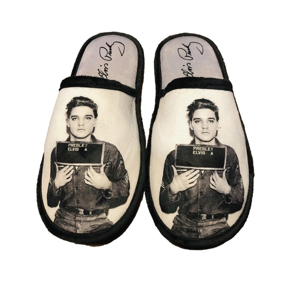Elvis | Shoes | Nwt Elvis Presley Enlisted Black Bedroom Slippers House ...